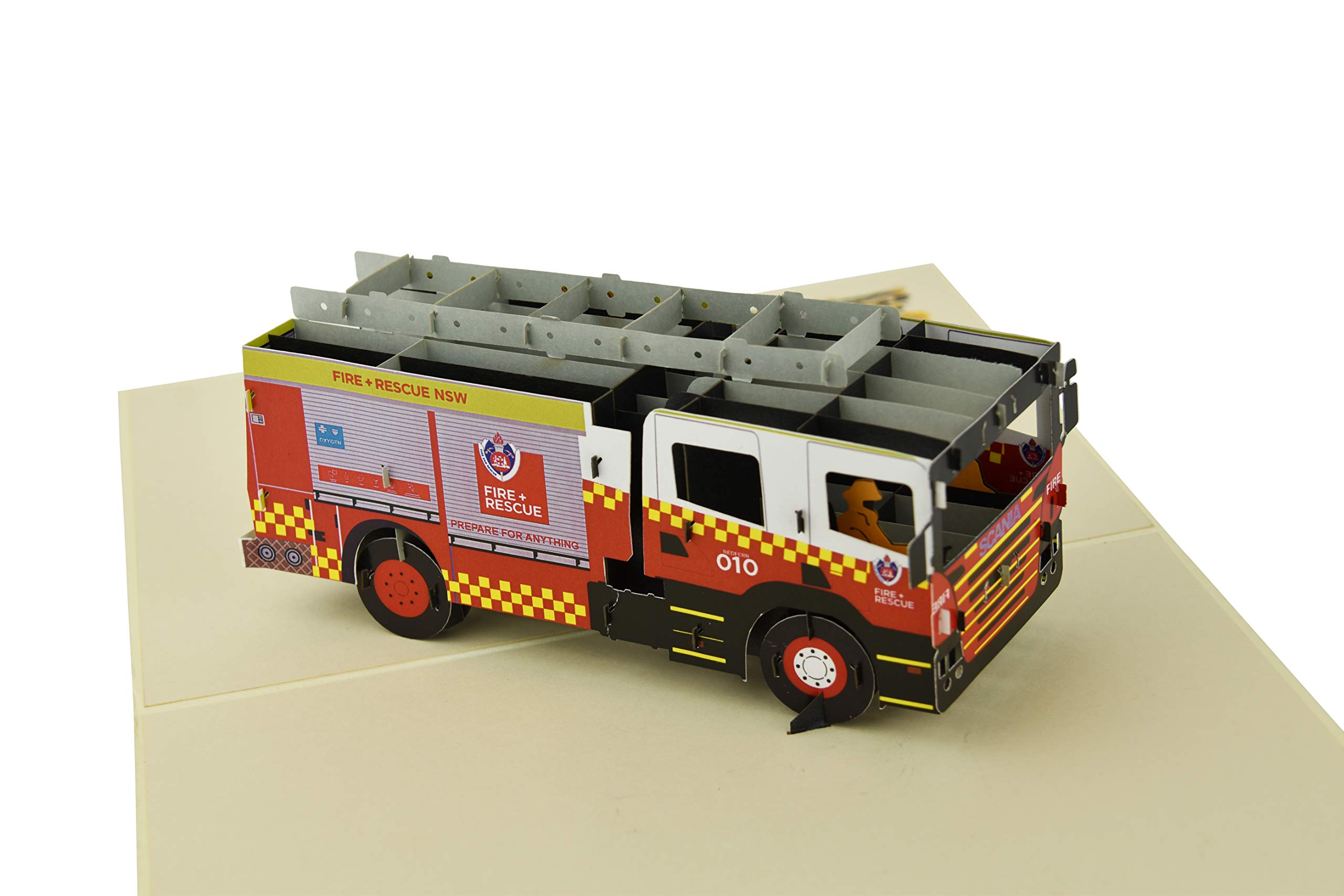 Firetruck 3D Pop Up Greeting Card, Fireman Volunteer Appreciation Card, Birthday Card, Any Occasions