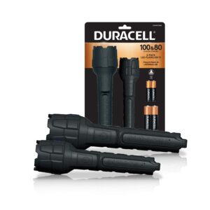 duracell heavy duty rubber flashlight combo pack -100 & 80 lumen flashlights - rubberized construction with comfort grip design and 2-aa & 2-aaa batteries included. great for in-door & out-door use