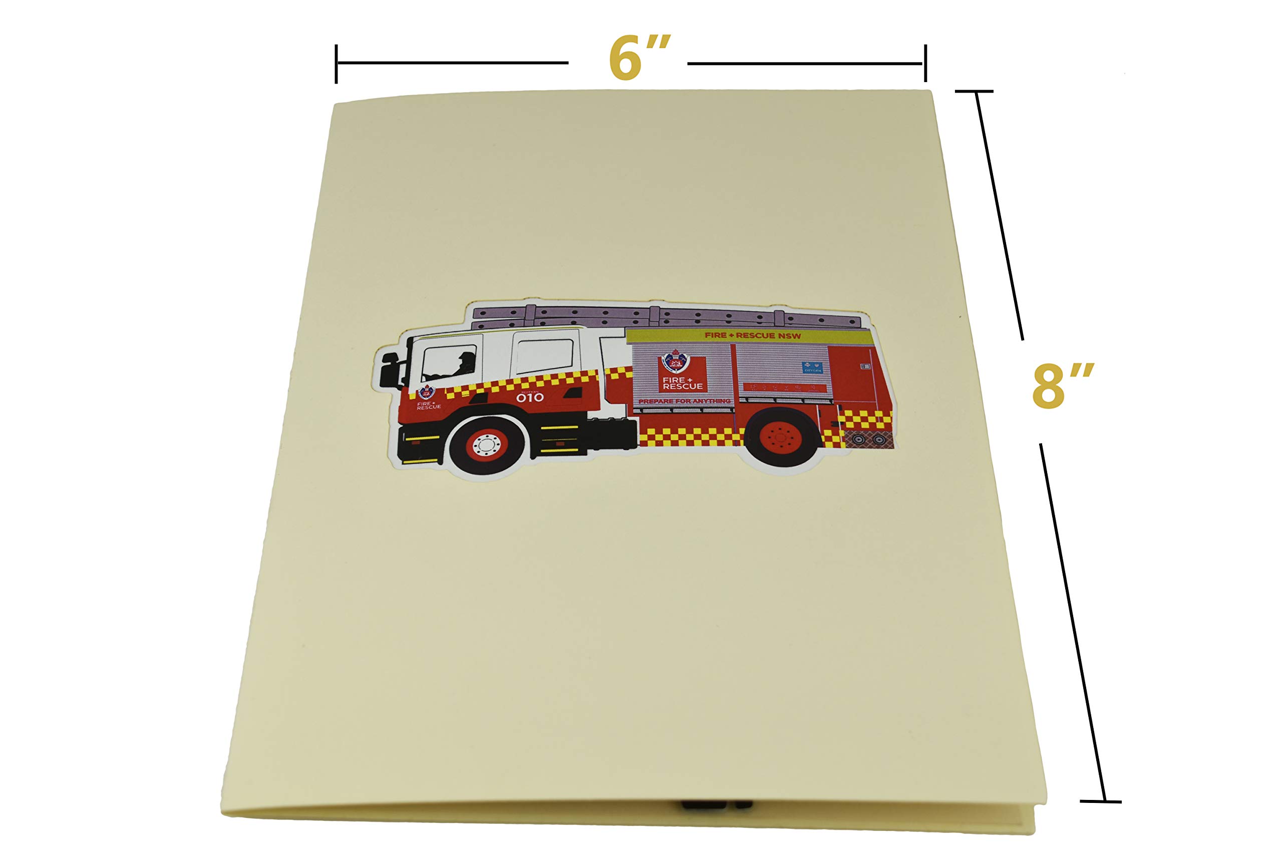 Firetruck 3D Pop Up Greeting Card, Fireman Volunteer Appreciation Card, Birthday Card, Any Occasions