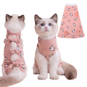 pumyporeity cat recovery suit after surgery, cat onesie for cats after surgery, cat surgical recovery suit female, kitten recovery suit for neutered/abdominal wound/skin damage/weaning, s, pink