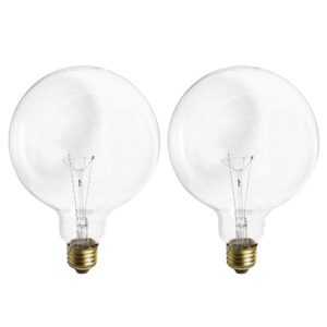 kor (2 pack) g40 incandescent light bulb 2700k soft light, decorative globe light bulbs,e26 medium base, perfect use for decor, pendant, bathroom/vanity mirror makeup, dimmable. crystal-clear (100)