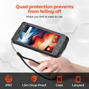 MUNBYN Android Barcode Scanner with Full Screen, Android Barcode Scanner, Rugged PDA Handheld Mobile Computer Android 8.1, BT 5.1, Equip with 1D/2D/QR Zebra SE4710 Scanner, Wireless Inventory Scanner