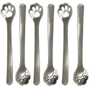 maydahui 6pcs cat paw spoon hollow out coffee spoons 5.8 inch 18/10（304 ）stainless steel teaspoon for dessert ice-cream stirring home kitchen restaurant