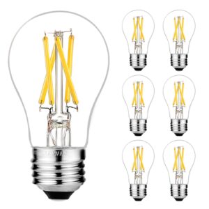 litehistory e26 edison bulb 6w=60 watt light bulb dimmable daylight 5000k edison light bulb 60 watt ac120v a15 led bulb for ceiling fan,vanity,refrigerator,wall scones 600lm e26 light bulb 6pack