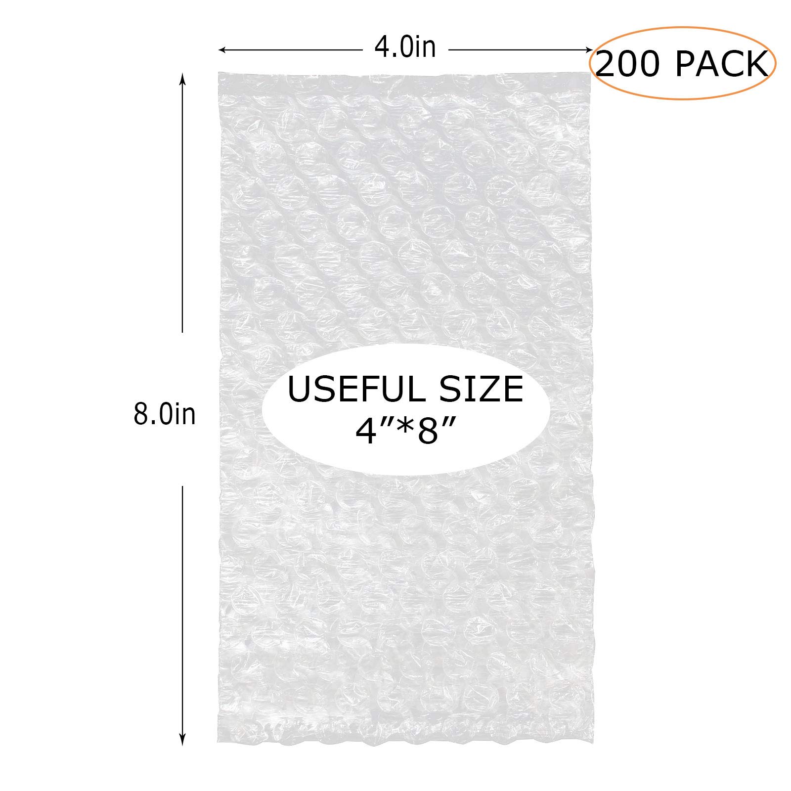 200 Pack 4x8 Inch Bubble Cushion Wrap Bags for Shipping Packing Small Clear Bubble Out Pouches Double Walled Bubble Cushioning Bags for Moving Storage