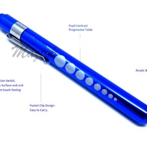 Penlight Reusable Medical Aluminum LED Pen Light with Pupil Gauge for Nurses Doctors Students with Pocket Clip (Blue)