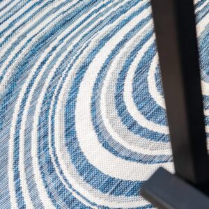 Unique Loom Outdoor Modern Collection Area Rug - Pool (6' 1" x 9' Rectangle, Blue/ Ivory)