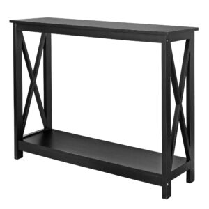 ZENY Console Table, Entryway Table, Narrow Sofa Table with 2-Tier Shelves, Entrance Table for Living Room, Entryway, Hallway, Foyer (Black)