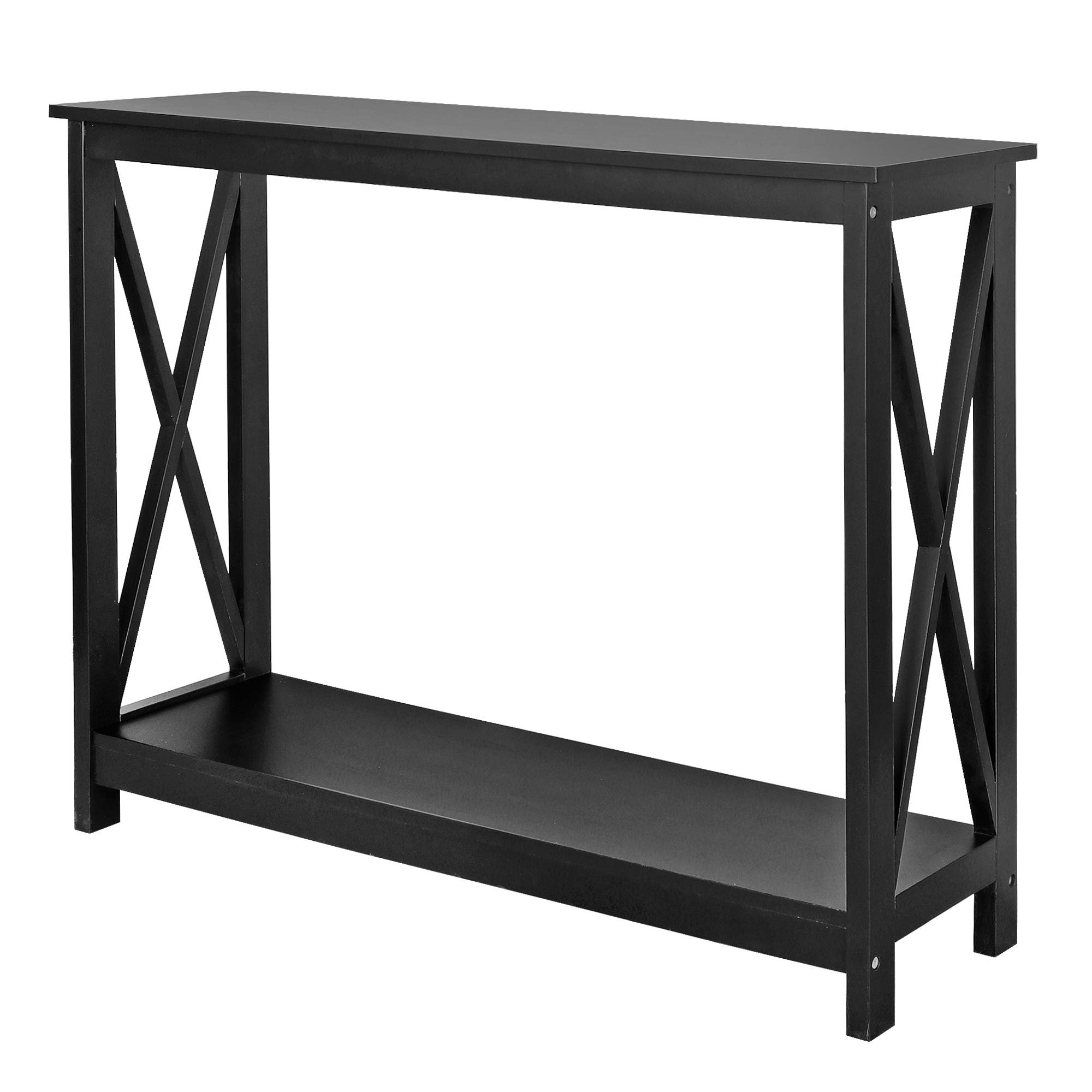 ZENY Console Table, Entryway Table, Narrow Sofa Table with 2-Tier Shelves, Entrance Table for Living Room, Entryway, Hallway, Foyer (Black)