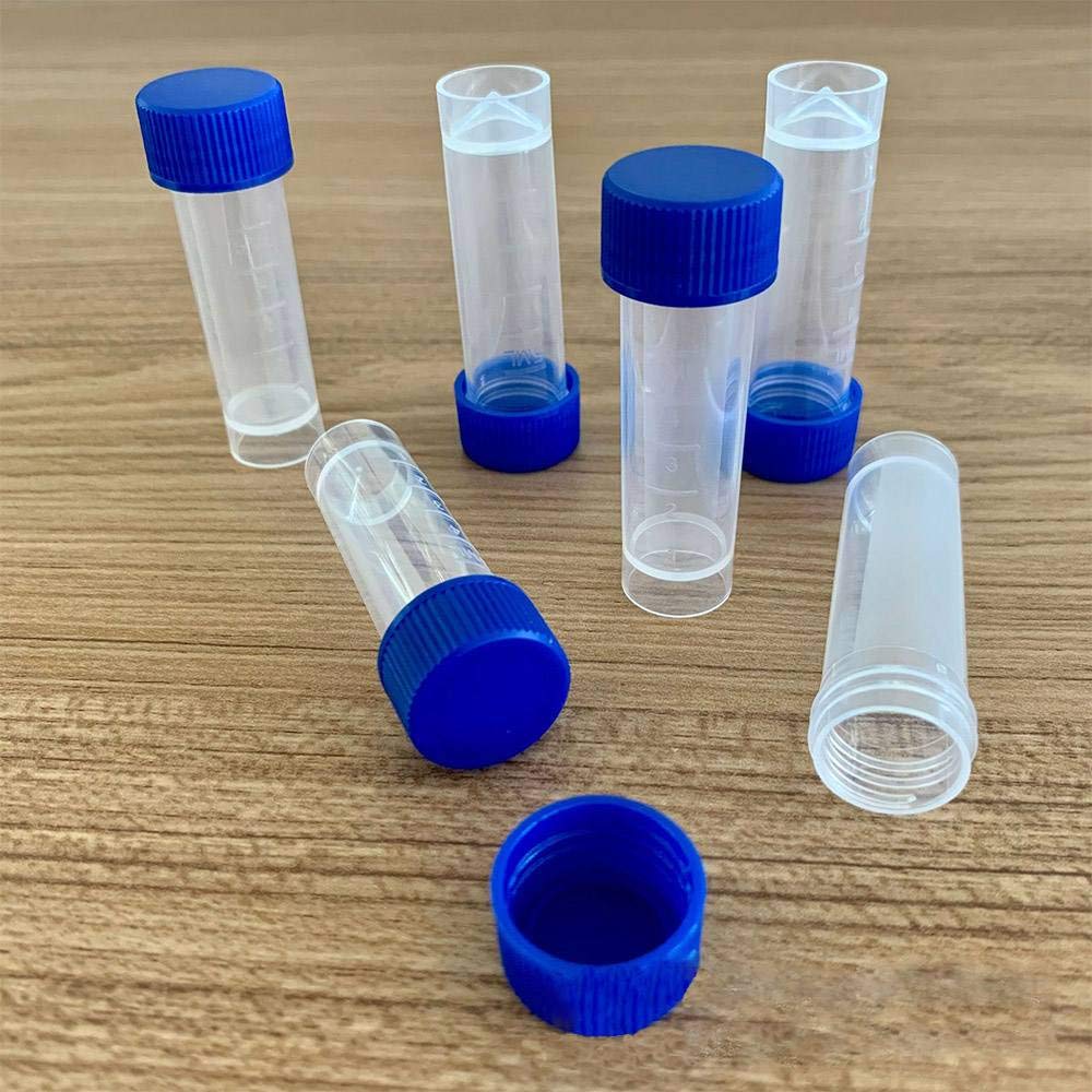 36PCS Cryo Tubes 5ml, Plastic Small vials with Screw caps Sample Tubes,PP Material ，with Silica Gel Gasket，Free from DNase, RNase, Human DNA