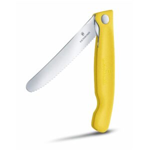 victorinox swiss classic foldable paring knife, wavy edge yellow 4.3 in