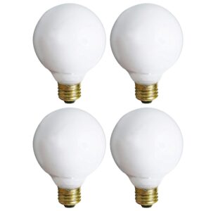 (4 pack) g25 incandescent incandescent light bulb 2700k soft light, decorative globe light bulbs,e26 medium base, perfect for pendant bathroom/vanity mirror makeup, dimmable. (white-finish, 25-watt)