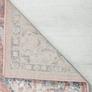 Rugs America Harper HY50B Pink Amaranth Transitional Vintage Non-Shedding Living Room Bedroom Nursery Dining Home Office Area Rug, 4'0"x6'0" Oval