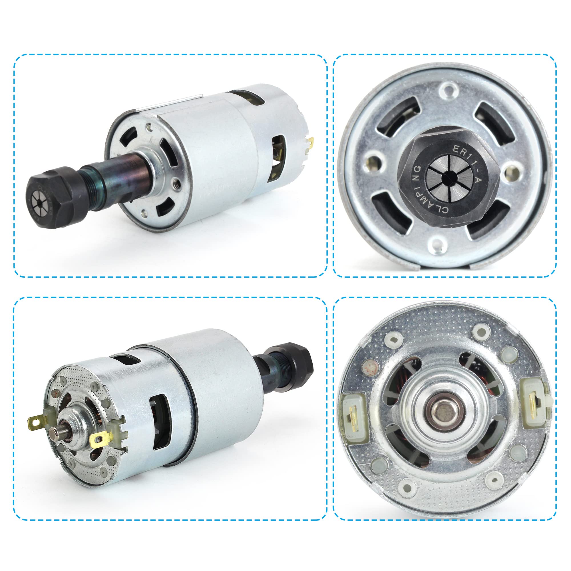 RATTMMOTOR DC Motor CNC 775 Spindle Motor 100W 12-24VDC 20000RMP + ER11 Collet for DIY Mini CNC Router 3018 3018Pro 3018Pro-Max 3018Pro-N 1610 1610Pro Engraving Router Milling Machine