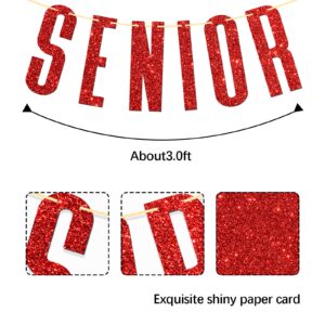 Red Glitter Senior Banner/Congrats Grad/High School College Graduation/Master Graduation Party Decorations