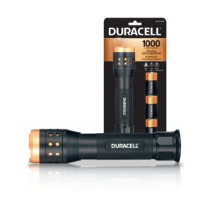 duracell 1,000 lumen aluminum focusing flashlight for everyday use - ultra-light and easy to carry design with 3 modes and 3-c batteries included. great for in-door & out-door use