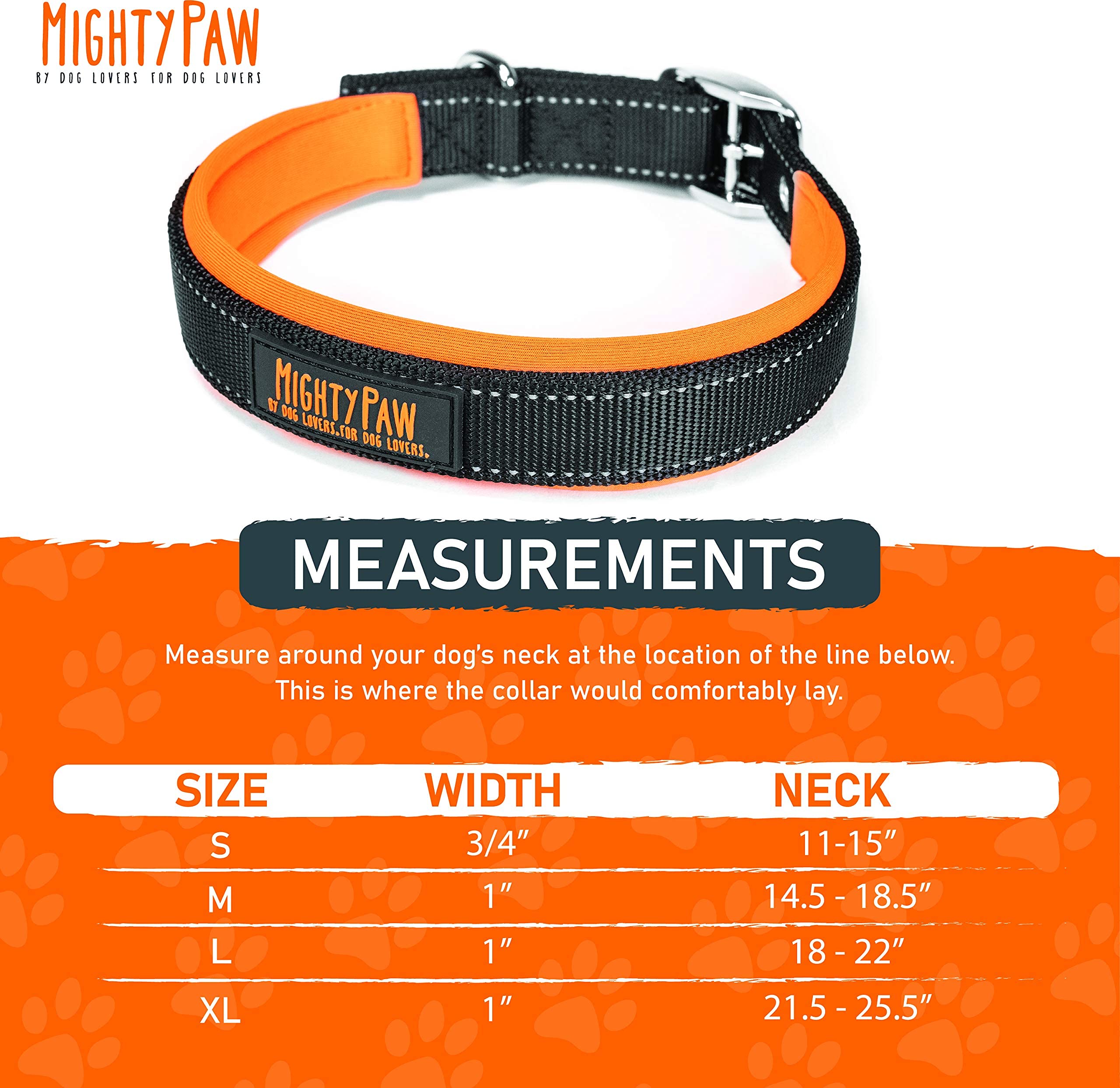 Mighty Paw Ultra Soft Dog Collar - Ultimate Comfort with Soft Neoprene Padding - All-Metal Adjustable Buckle for Large & Small Dogs - Mighty Strong for Long Lasting Durability - Fun in All Climates