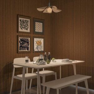 BAYYA Brown Walnut Wood Grain Wallpaper Waterproof Peel and Stick Wallpaper Decorative Furniture Stickers for Kitchen Cabinets Door Table Floor Shelf Drawer Liner Removable Self-Adhesive Film