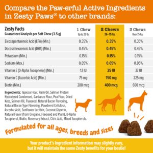 Zesty Paws Salmon Bites for Dogs - Omega 3 Fish Oil for Dogs Chews - Dog Allergy Relief Chews - Fish Oil for Dogs Joints - Itch Relief for Dogs - Dog Supplement for Arthritis - 90ct - Bacon Flavor