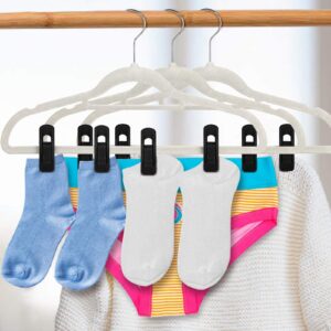 Tinfol 50pc Velvet Hangers Clips, Black Strong Finger Flocked Clips, Large Opening Clip Clothes Hanger Clip, Pants Hangers Clips for Thin Clothes Hangers