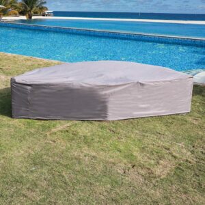 SUNSITT 7 Pieces Patio Furniture Set Outdoor Half-Moon Sectional Set with Waterproof Sofa Cover, Brown PE Wicker & Beige Cushion