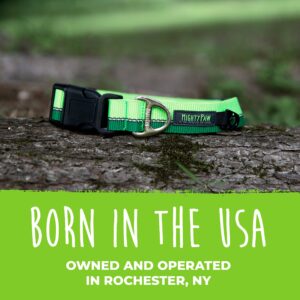 Mighty Paw Reflective Dog Collar | Premium High Visibility Collar with Reflective Stitching. Weatherproof, Heavy Duty Hardware, Stylish Colors and Design. Perfect for Small and Large Pets (Green)