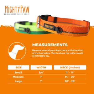 Mighty Paw Reflective Dog Collar | Premium High Visibility Collar with Reflective Stitching. Weatherproof, Heavy Duty Hardware, Stylish Colors and Design. Perfect for Small and Large Pets (Green)