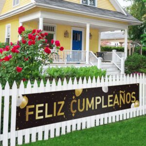 feliz cumpleanos large banner spanish happy birthday banner, birthday porch decorations, happy birthday lawn sign for spanish speaker indoor outdoor backdrop 8.9 x 1.6 feet