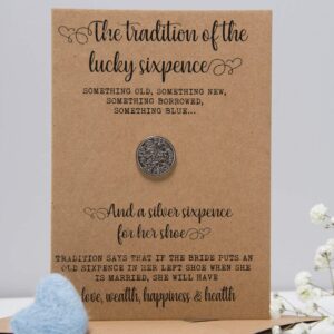 Bride's Sixpence Coin and Card Kraft | Sixpence Tradition | Something Old, Something New, Something Borrowed, Something Blue, and a Sixpence for Her Shoe