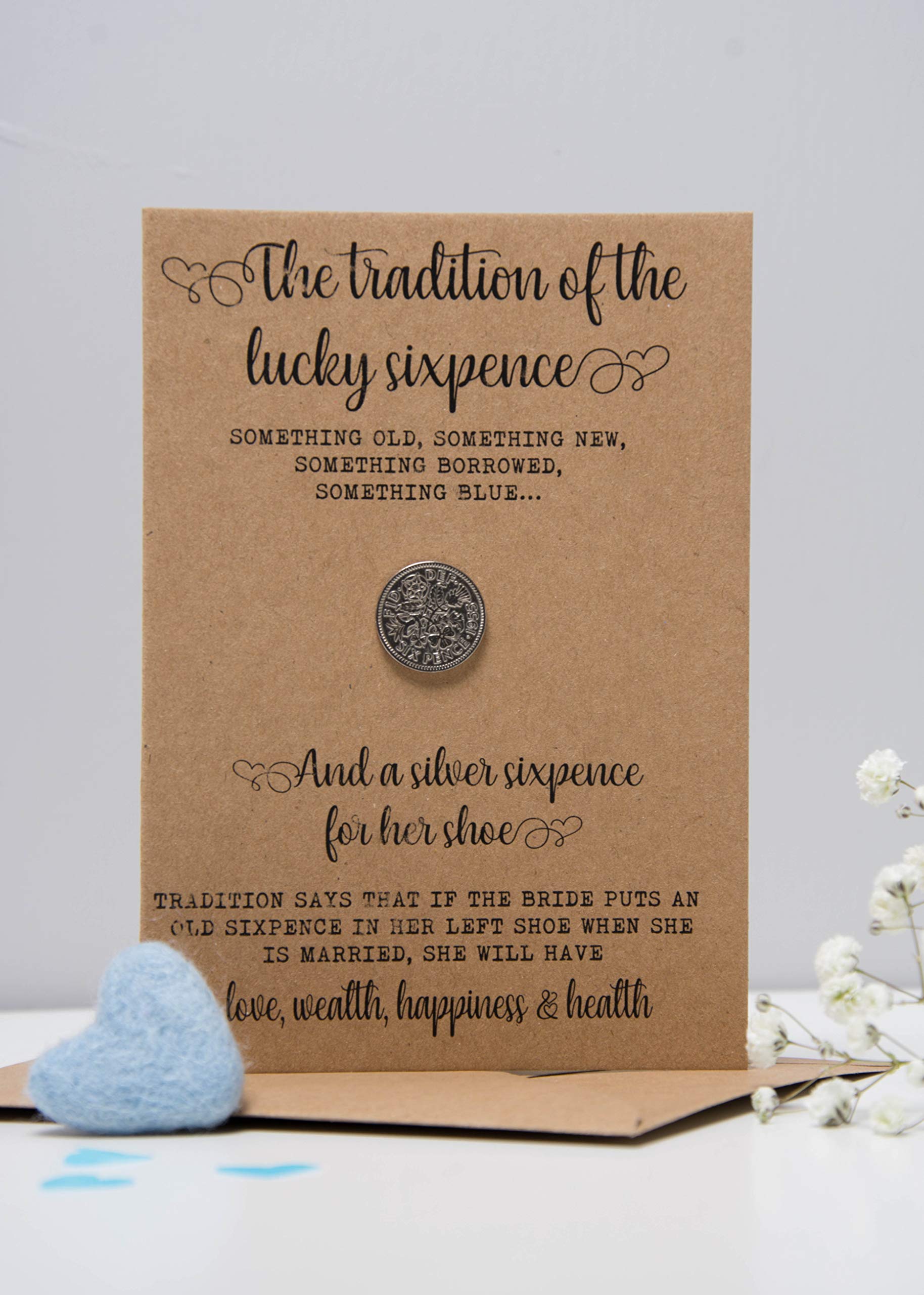 Bride's Sixpence Coin and Card Kraft | Sixpence Tradition | Something Old, Something New, Something Borrowed, Something Blue, and a Sixpence for Her Shoe