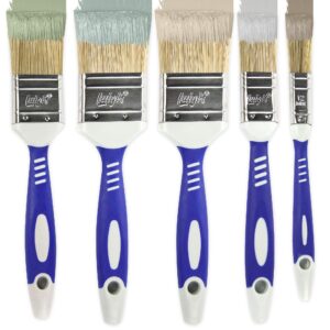 luigi's paint brushes for walls | 5x synthetic bristle paint brushes for painting walls, furniture, and more | large house paint brush set for walls | gloss, stain, and paintbrush pack