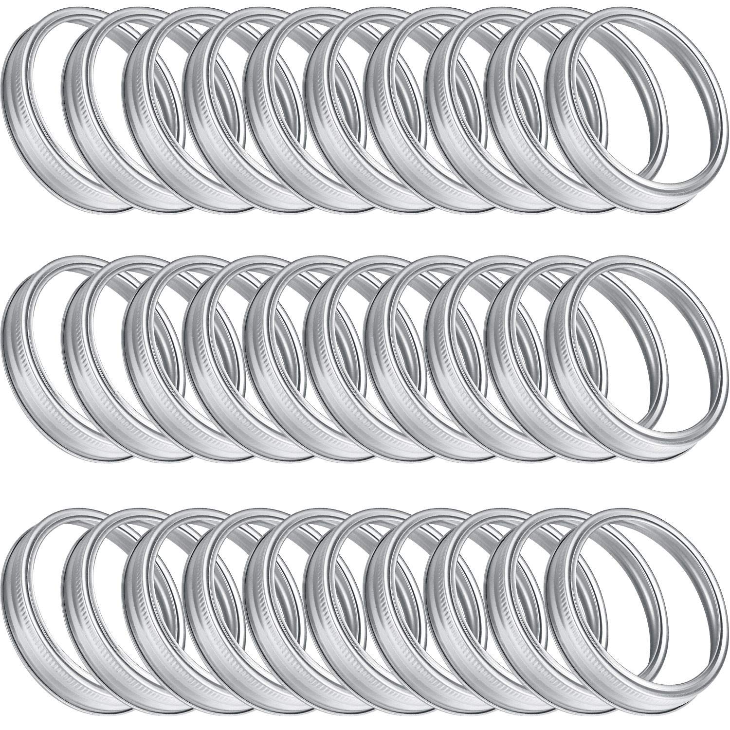 30 Pieces Wide Mouth Mason Canning Rings 3.43 Inch Mason Jar Replacement Metal Rings Rust Proof Screw Bands Tinplate Metal Bands Rings for Mason Canning Jar, Canning Jars, Storage, Silve