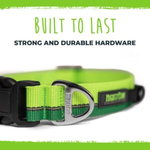 Mighty Paw Reflective Dog Collar | Premium High Visibility Collar with Reflective Stitching. Weatherproof, Heavy Duty Hardware, Stylish Colors and Design. Perfect for Small and Large Pets (Green)