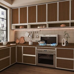 BAYYA Brown Walnut Wood Grain Wallpaper Waterproof Peel and Stick Wallpaper Decorative Furniture Stickers for Kitchen Cabinets Door Table Floor Shelf Drawer Liner Removable Self-Adhesive Film