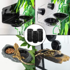 WACOOL Magnetic Reptile Ledge, Acrylic Gecko Feeding Ledge with 6PCS Cups, Reptile Food Water Feeder Dish for Geckos Iguana Chameleon Pets (Cups)