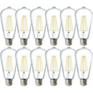 sunco 12 pack 60w vintage led edison bulbs equivalent 8.5w cri92 800 lumens, dimmable st64 filament 3000k warm white e26 medium base light bulbs high brightness clear glass waterproof ul