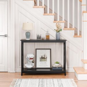 ZENY Console Table, Entryway Table, Narrow Sofa Table with 2-Tier Shelves, Entrance Table for Living Room, Entryway, Hallway, Foyer (Black)