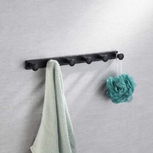 Miyili Matte Black Wall Mounted Coat Rack with 6 Hanger Hooks SUS304 Stainless Steel, B03B6