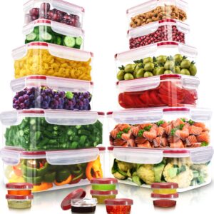 Utopia Kitchen Plastic Food Storage Containers with Lids Airtight - Pack of 40 (20 Containers & 20 Lids)- Reusable & Leftover Food Lunch Boxes - Leak Proof, Freezer & Microwave Safe Rice Containers