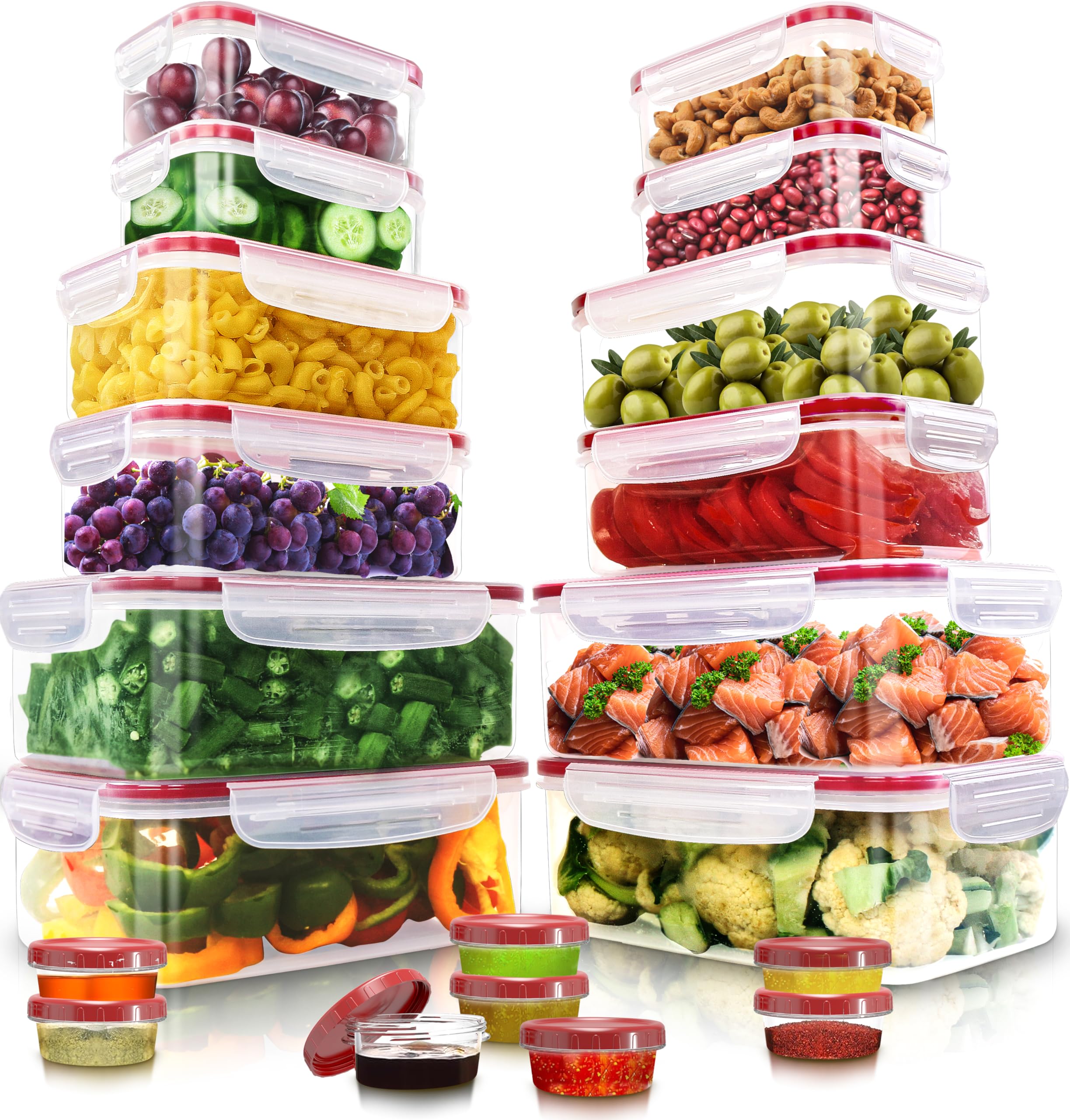 Utopia Kitchen Plastic Food Storage Containers with Lids Airtight - Pack of 40 (20 Containers & 20 Lids)- Reusable & Leftover Food Lunch Boxes - Leak Proof, Freezer & Microwave Safe Rice Containers