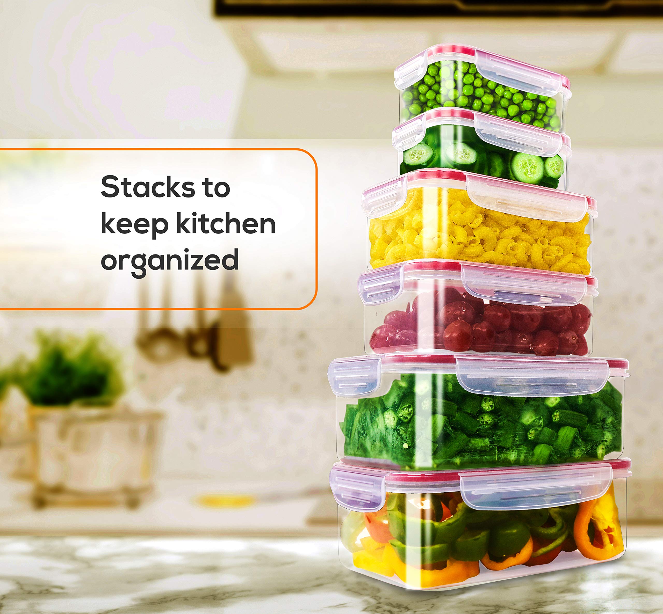 Utopia Kitchen Plastic Food Storage Containers with Lids Airtight - Pack of 40 (20 Containers & 20 Lids)- Reusable & Leftover Food Lunch Boxes - Leak Proof, Freezer & Microwave Safe Rice Containers