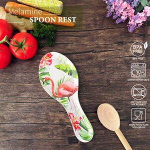 Supreme Housewares Melamine Spoon Rest Spoon Holder Kitchen Utensil Holders 9.625 Inch for Kitchen Counter Dining Table (Flamingo)