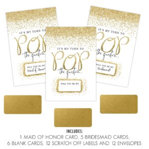 Your Main Event Prints Be My Bridesmaid Scratch Off Cards - Maid of Honor Proposals - Creative Ideas for Asking My Best Friends - Proposal Boxes and Invitations - Set Includes 1 Maid of Honor, 5 Bridesmaid, 6 Blank Cards, and 12 Labels