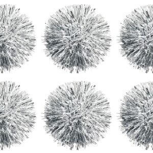 CT CRAFT LLC 4" Length, 6 Count Self-Adhesive Tinsel Bows Gift Wrap Accessory - Silver