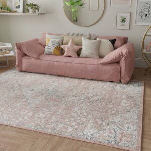 Rugs America Harper HY50B Pink Amaranth Transitional Vintage Non-Shedding Living Room Bedroom Nursery Dining Home Office Area Rug, 4'0"x6'0" Oval