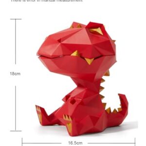 HAUCOZE Candy Dish Cookie Jar Dinosaur Gifts Sculpture Modern Decor Statue Crafts Polyresin Figurine Arts Red 7.1inch