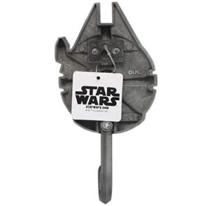 Open Road Brands Disney Star Wars Millennium Falcon Cast Iron Wall Hook - Star Wars Wall Hook for Coats, Jackets, Keys and More