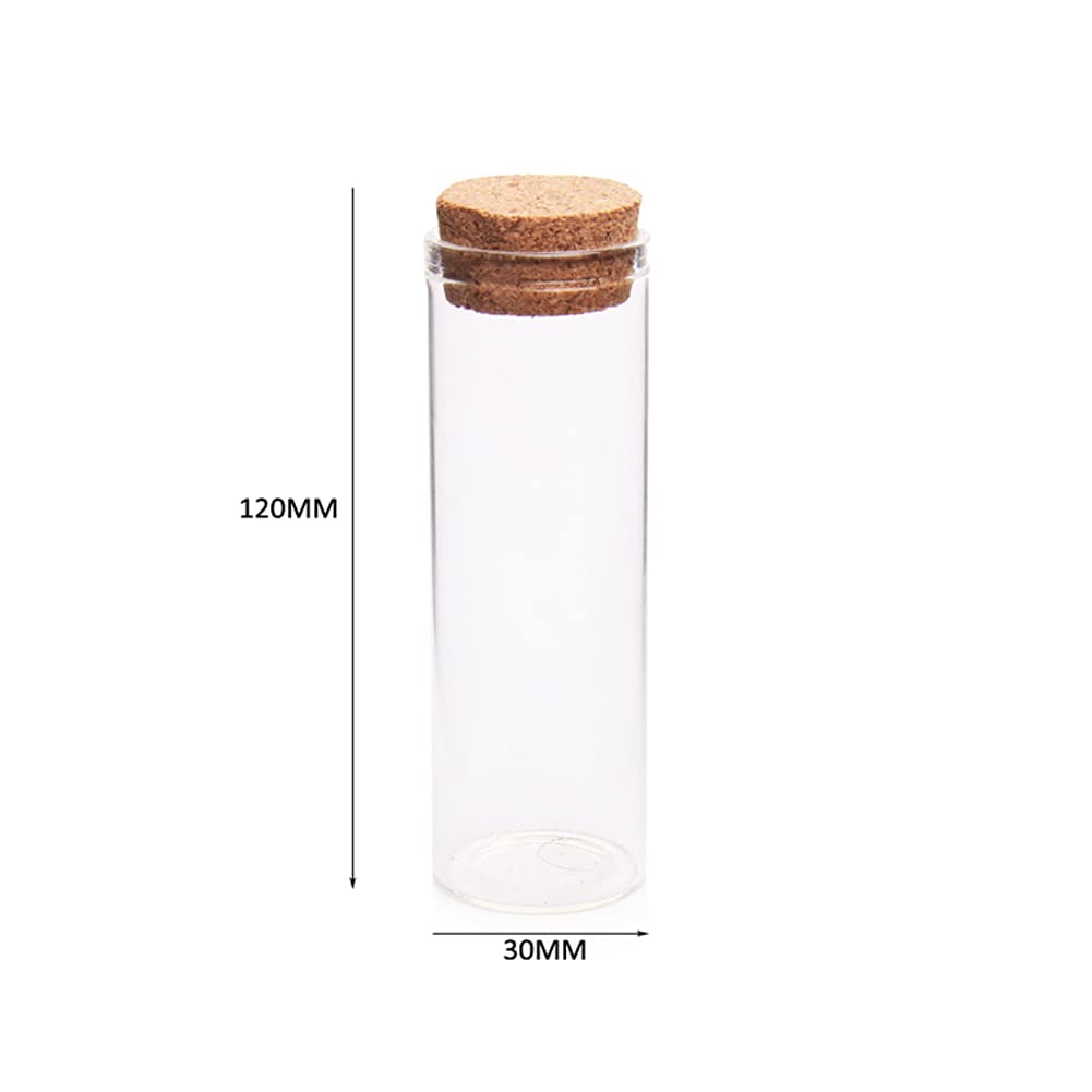 ericotry 10 Pcs 60ml Glass Bottles Vials Jars Glass Test Tube with Cork Stoppers Empty Refillable Bottle Vial Jars Leakproof for Cosmetic Essential Oil Powder