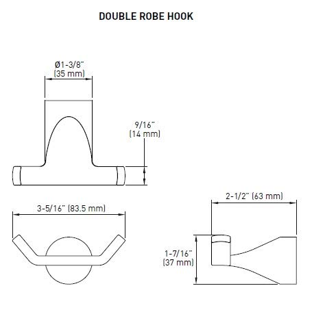 Taymor Slip Stream Double Robe Hook