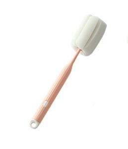 akoak 1 pack sponge cleaning brush, plastic handle baby bottle brush, 360 degree rotation, suitable for goblet, tea cup, household cleaning tool (pink)